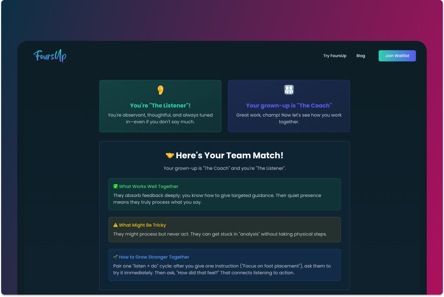 Find Your Parent-Athlete Match with the Team Quiz | FoursUp